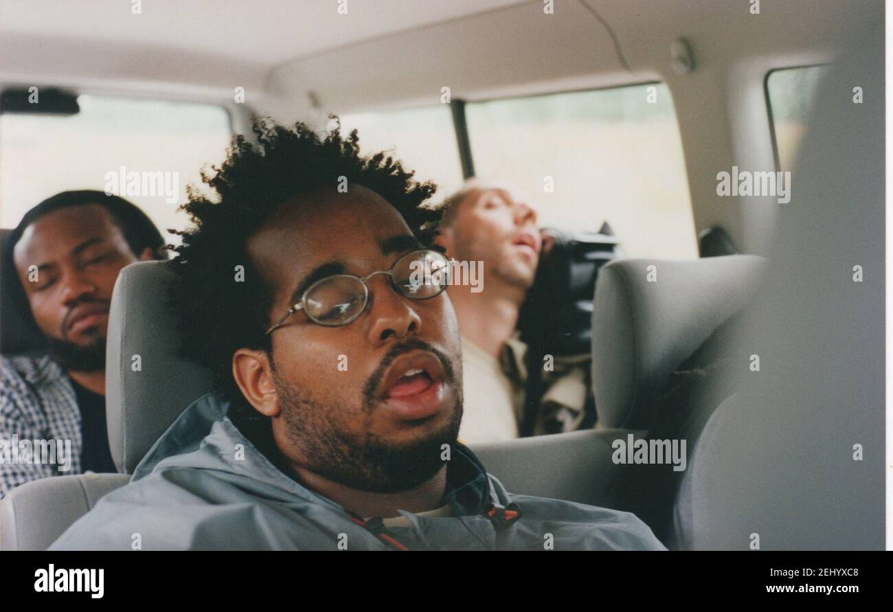 Indie artists J-Live, DJ Eclipse asleep in tour van Stock Photo - Alamy