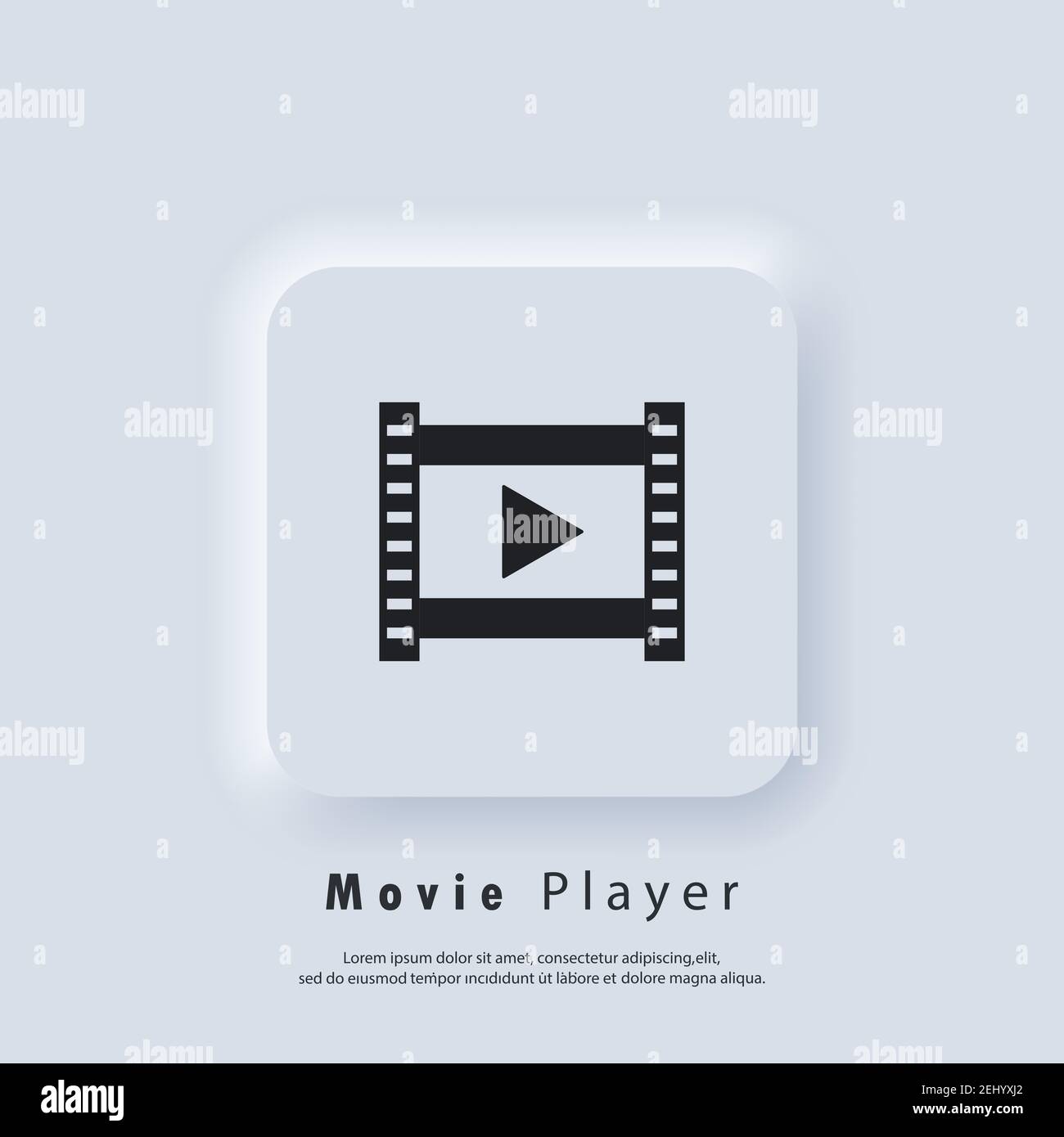Movie Player icon. Media Player. Vector EPS 10. UI icon. Neumorphic UI UX white user interface ...