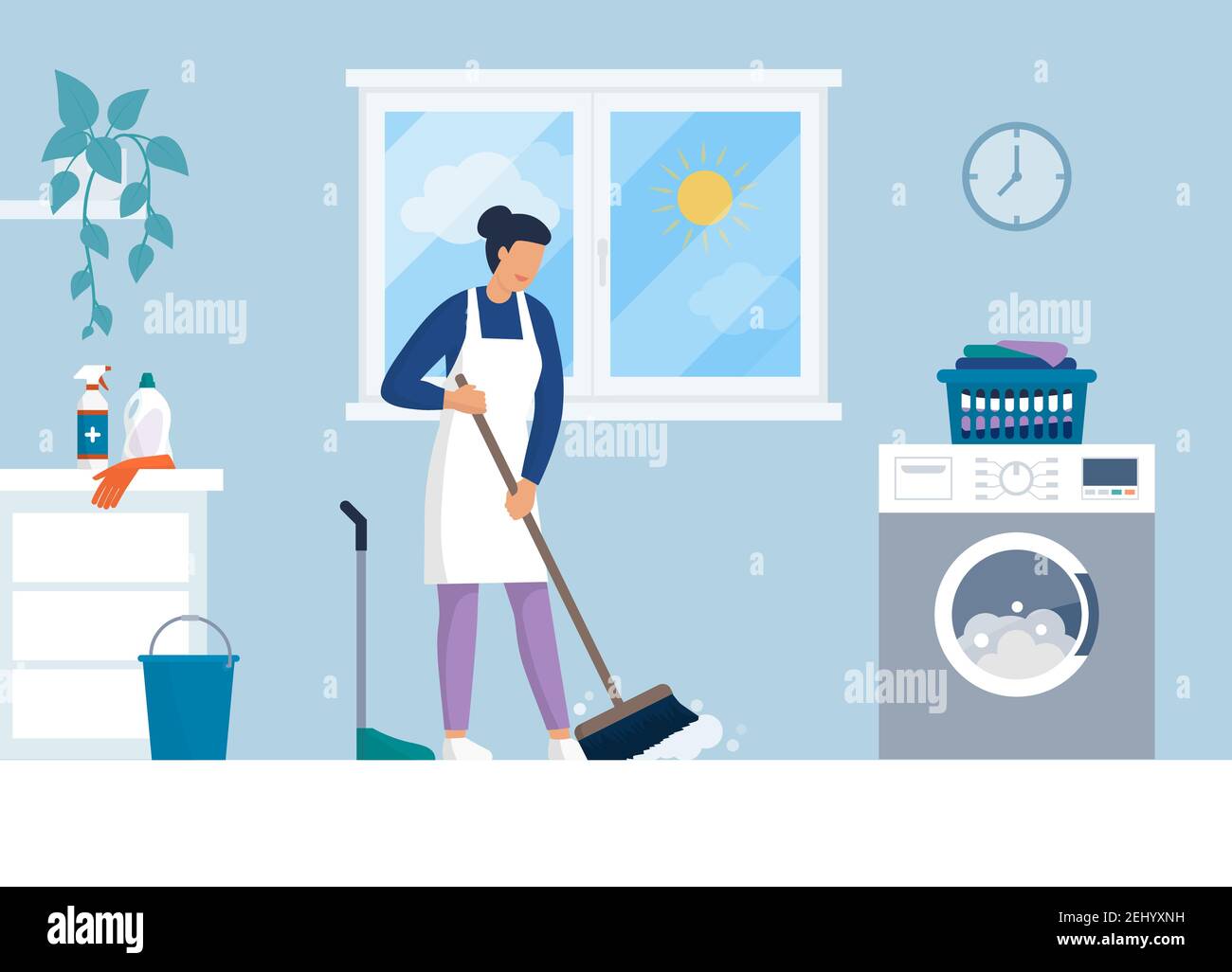 Sweeping woman Stock Vector Images - Alamy