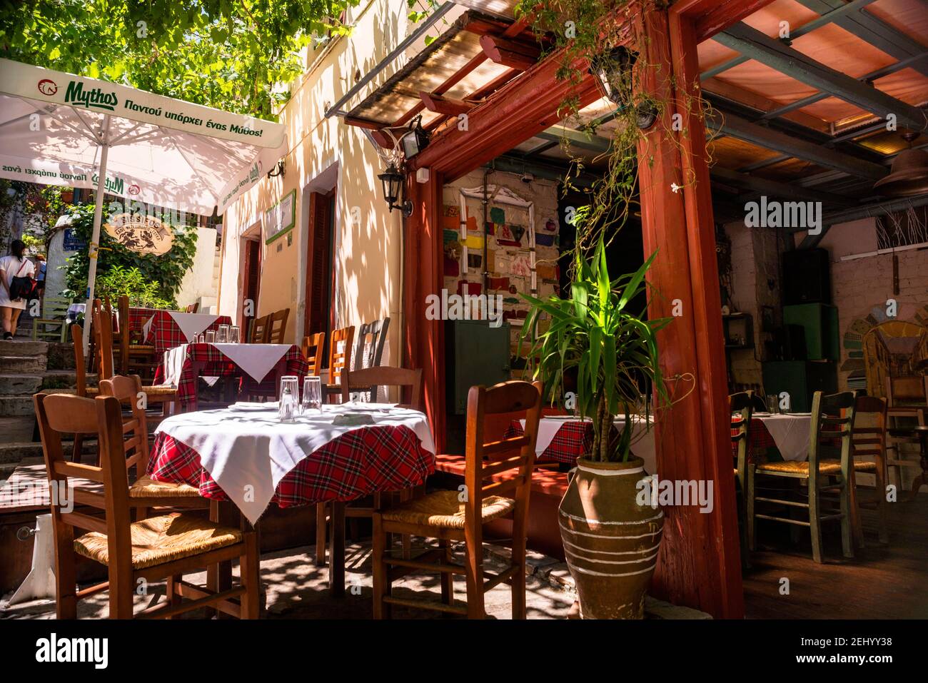 Athens terraced dining under a grape vine arbor in Greece Stock Photo ...