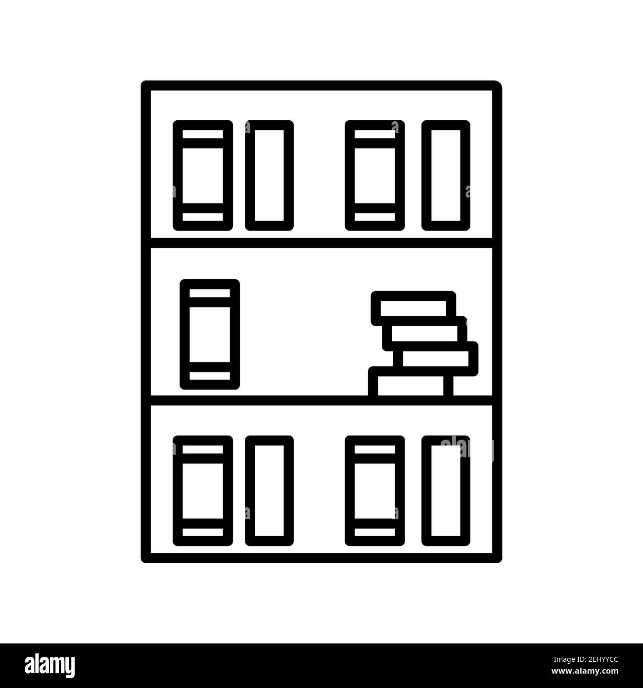 Illustration of bookshelf line vector icon isolated on white background ...