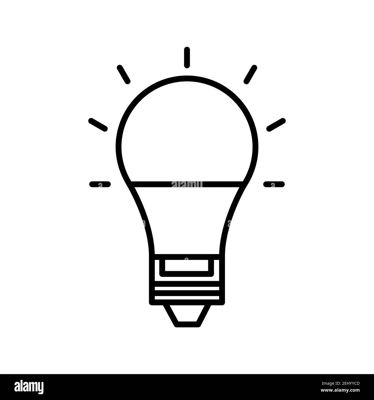 Illustration of electric bulb line vector icon isolated on white ...