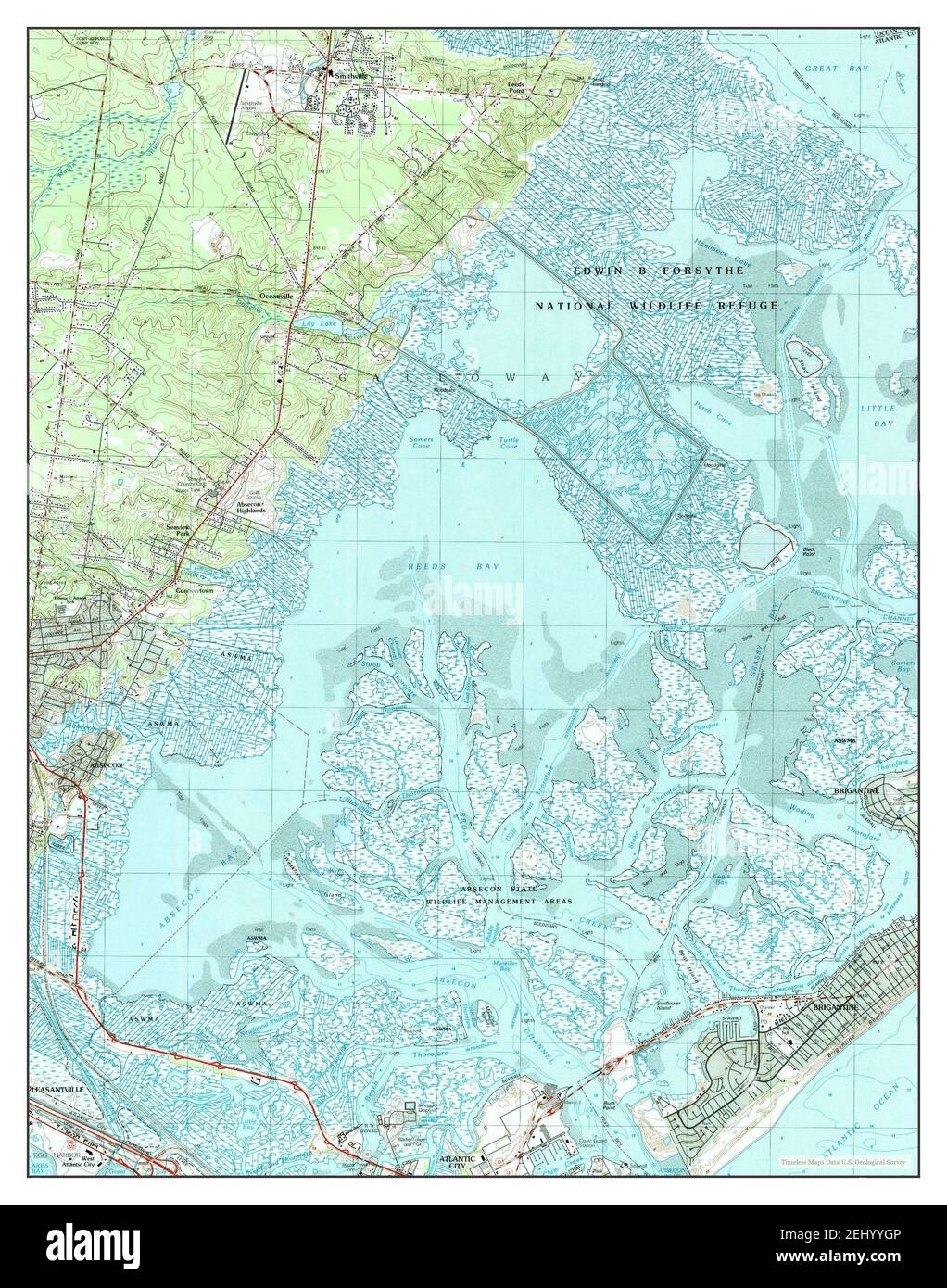 Oceanville, New Jersey, map 1989, 1:24000, United States of America by ...