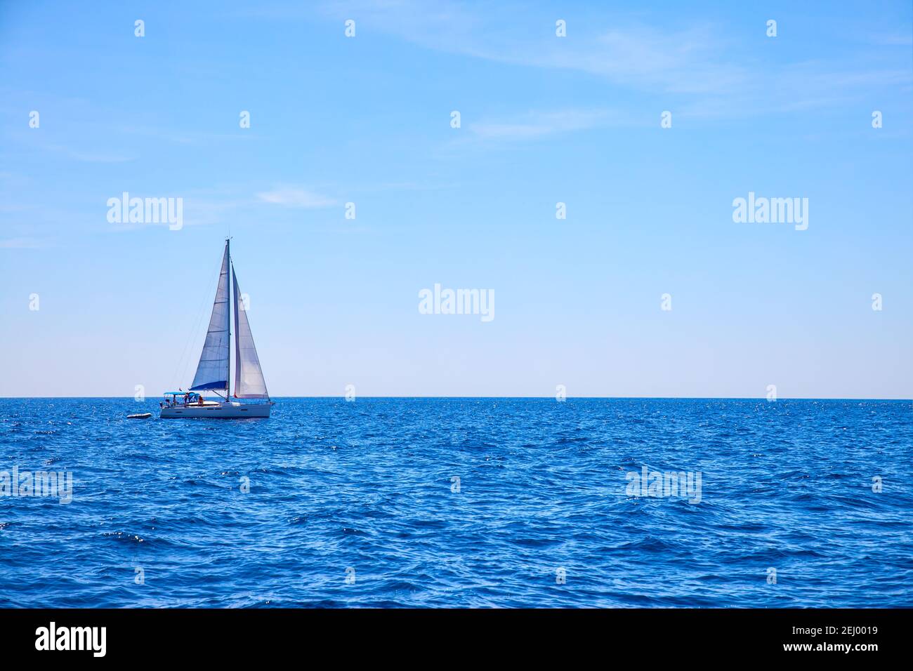 Sail boat in the sea. Seascape Stock Photo - Alamy