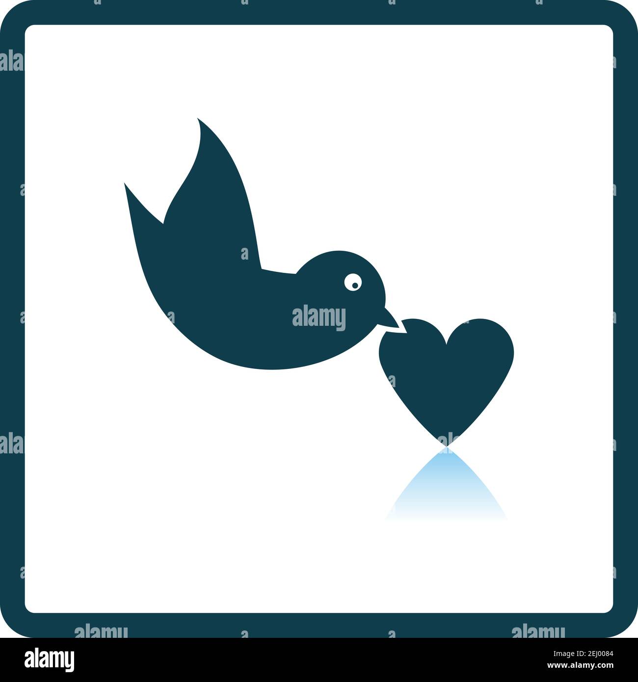 Dove With Heart Icon. Square Shadow Reflection Design. Vector ...