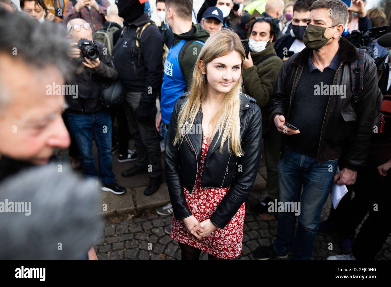 Thais d'Escufon, spokesperson of far right group Generation Identitaire ...