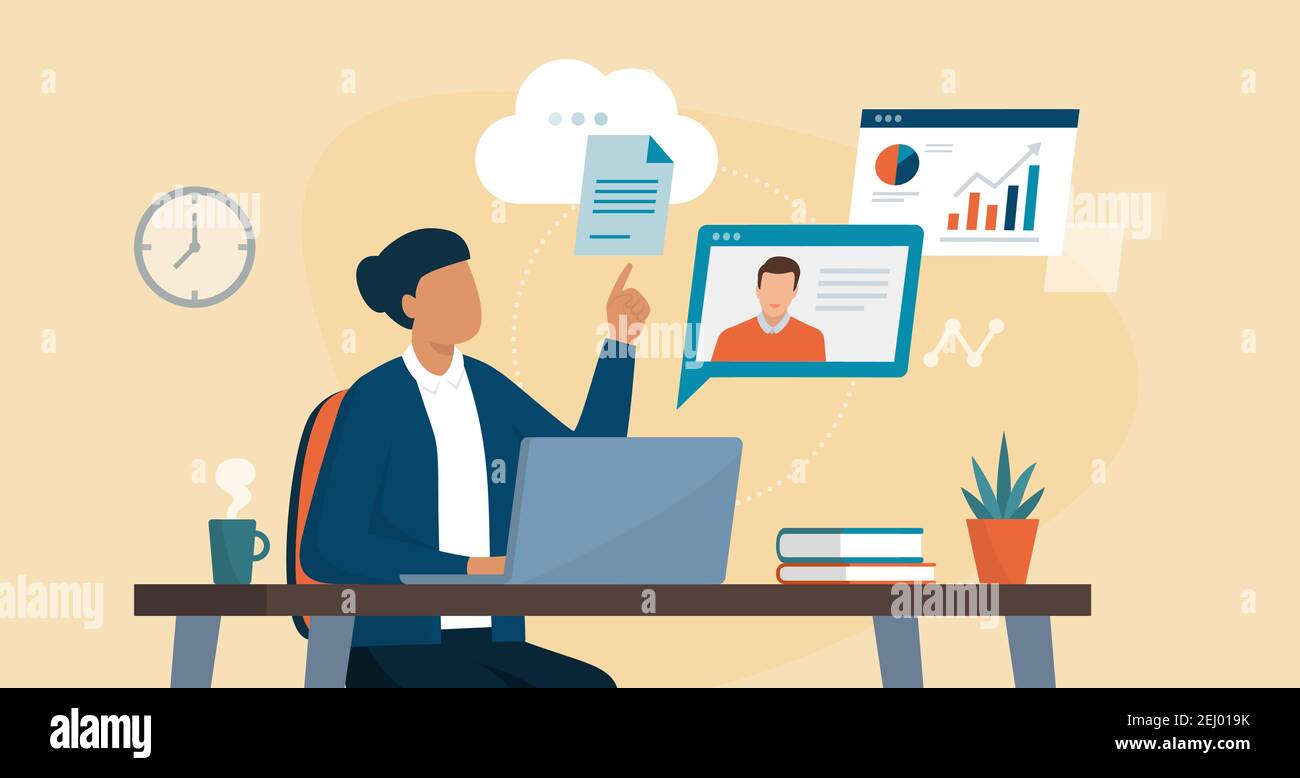 Webinar business woman Stock Vector Images - Alamy