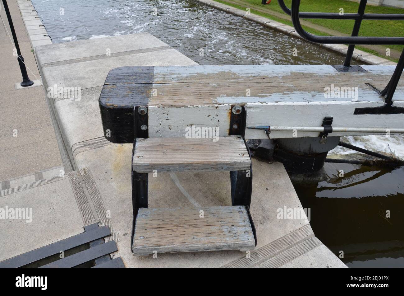 steps to bridge or path and water in canal in Ottawa, Canada Stock ...