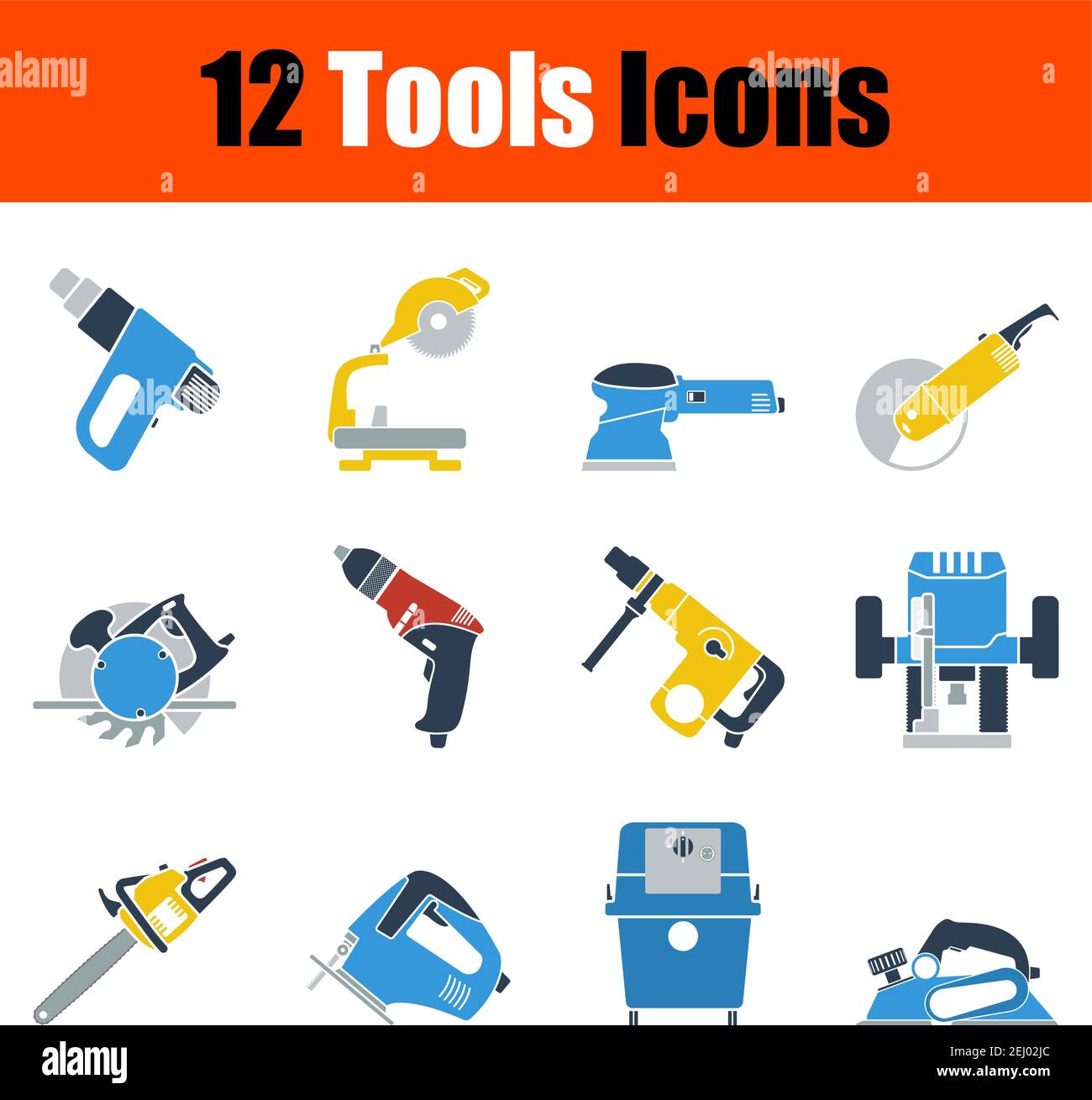 Tools Icon Set. Flat Design. Fully editable vector illustration. Text ...