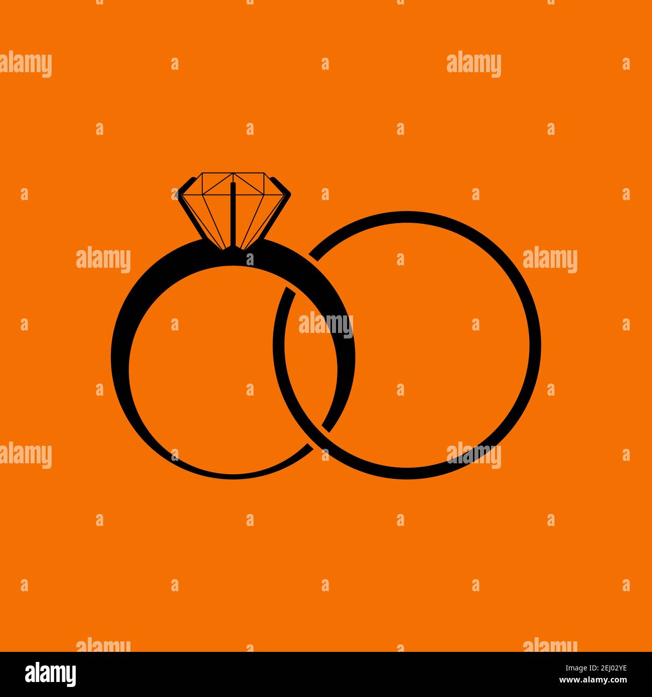 Wedding Rings Icon. Black on Orange Background. Vector Illustration ...