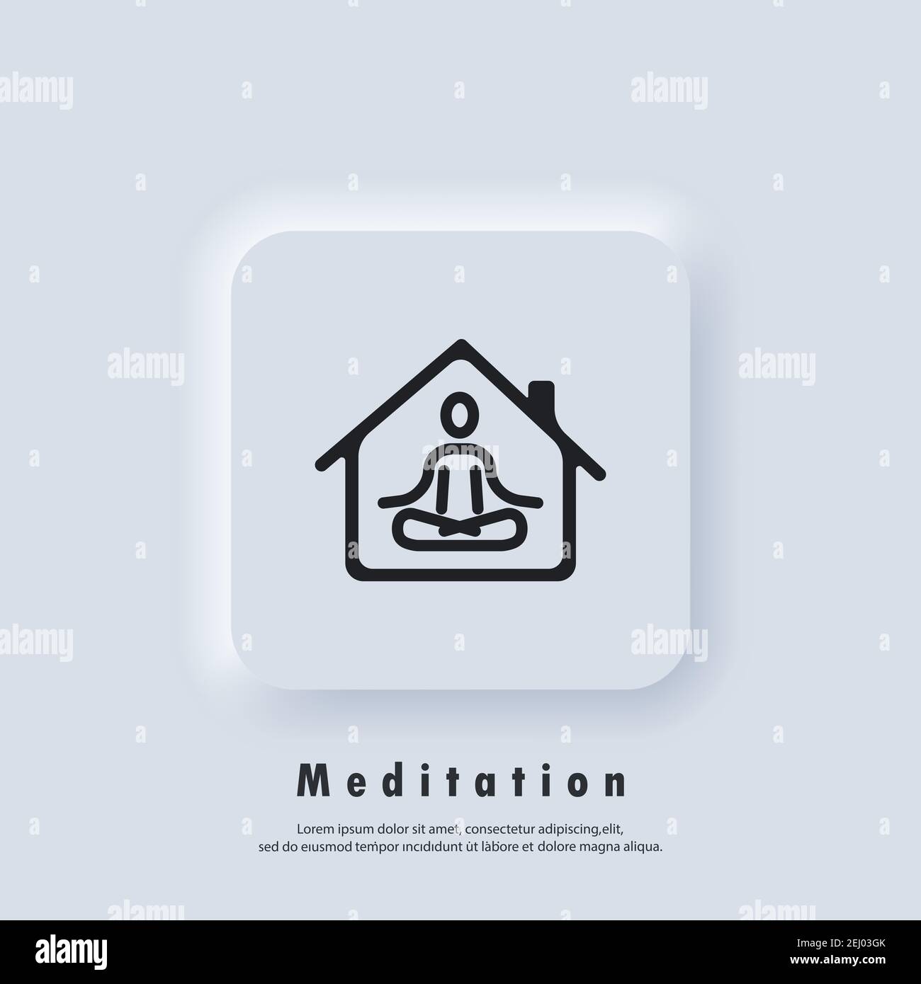 Meditation icon line symbol. Yoga, fitness exercise. Doing yoga at home ...