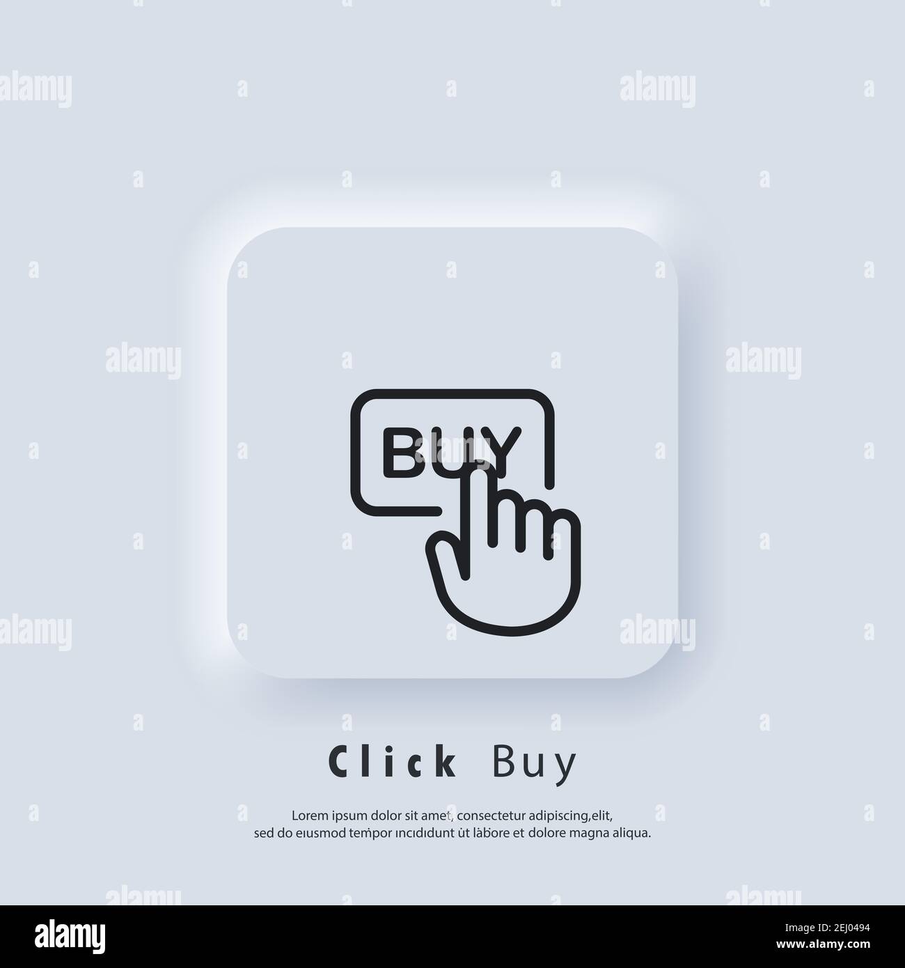 Click buy logo. Click buy button icon. Buy with mouse click. Vector. UI icon. Neumorphic UI UX ...