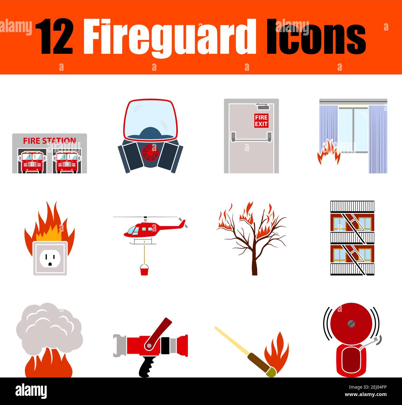 Fireguard Icon Set. Flat Design. Fully editable vector illustration ...