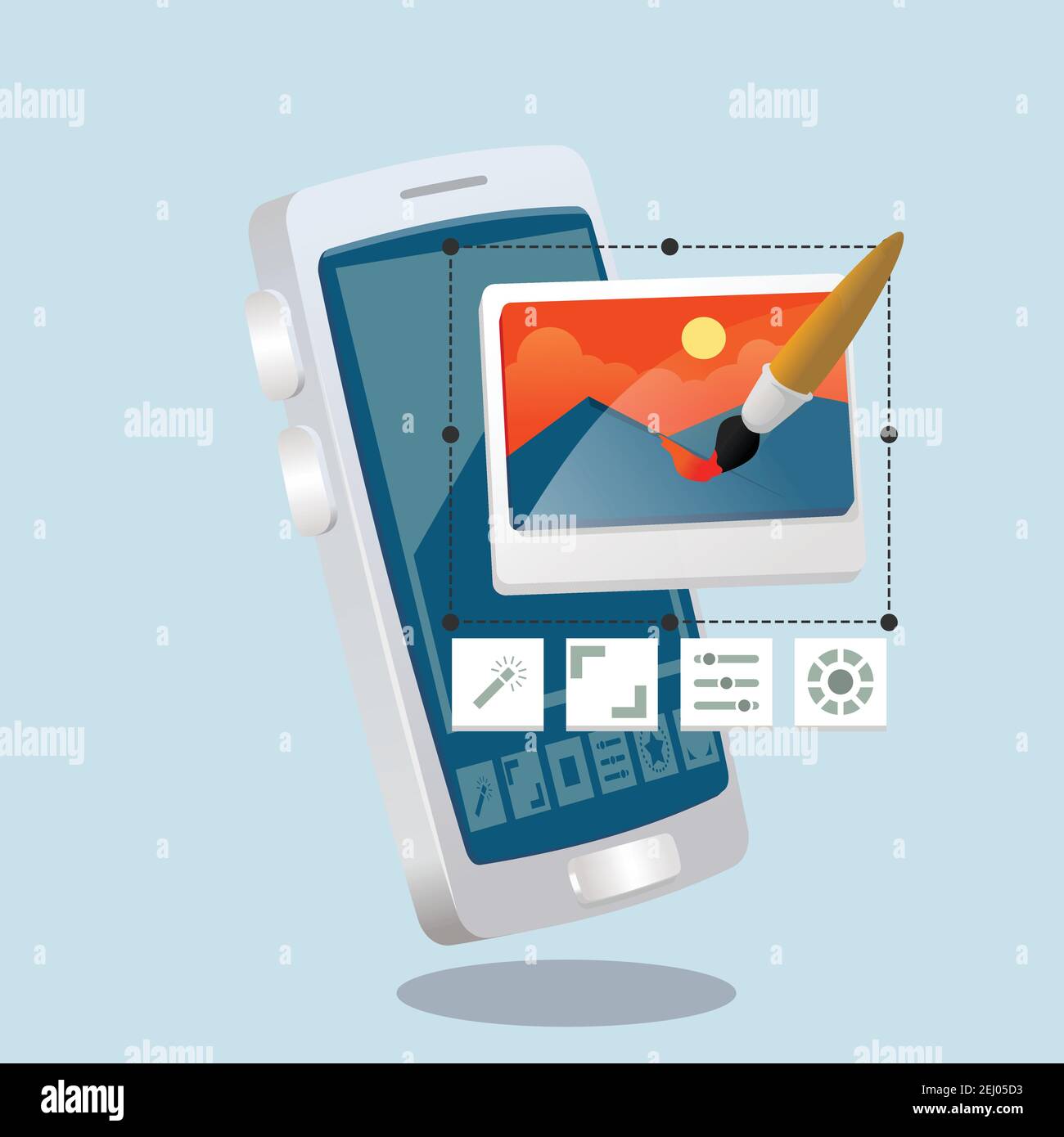 mobile photo editiong application. burh edit photo in front of ...