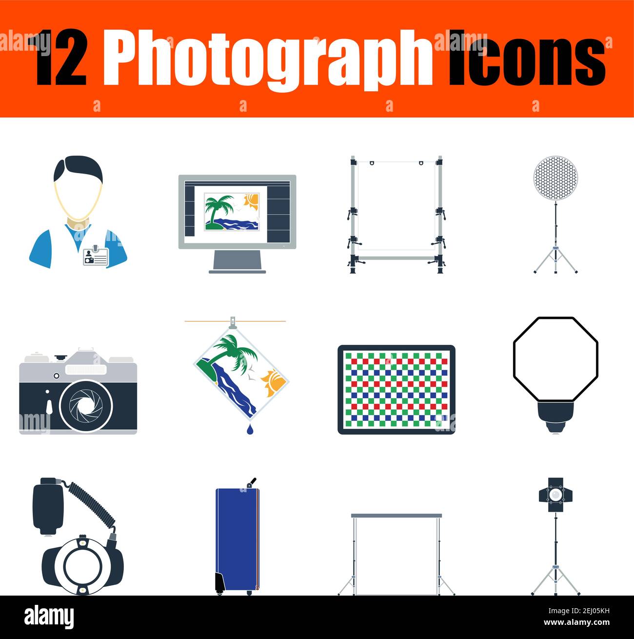 Photograph Icon Set. Flat Design. Fully editable vector illustration ...