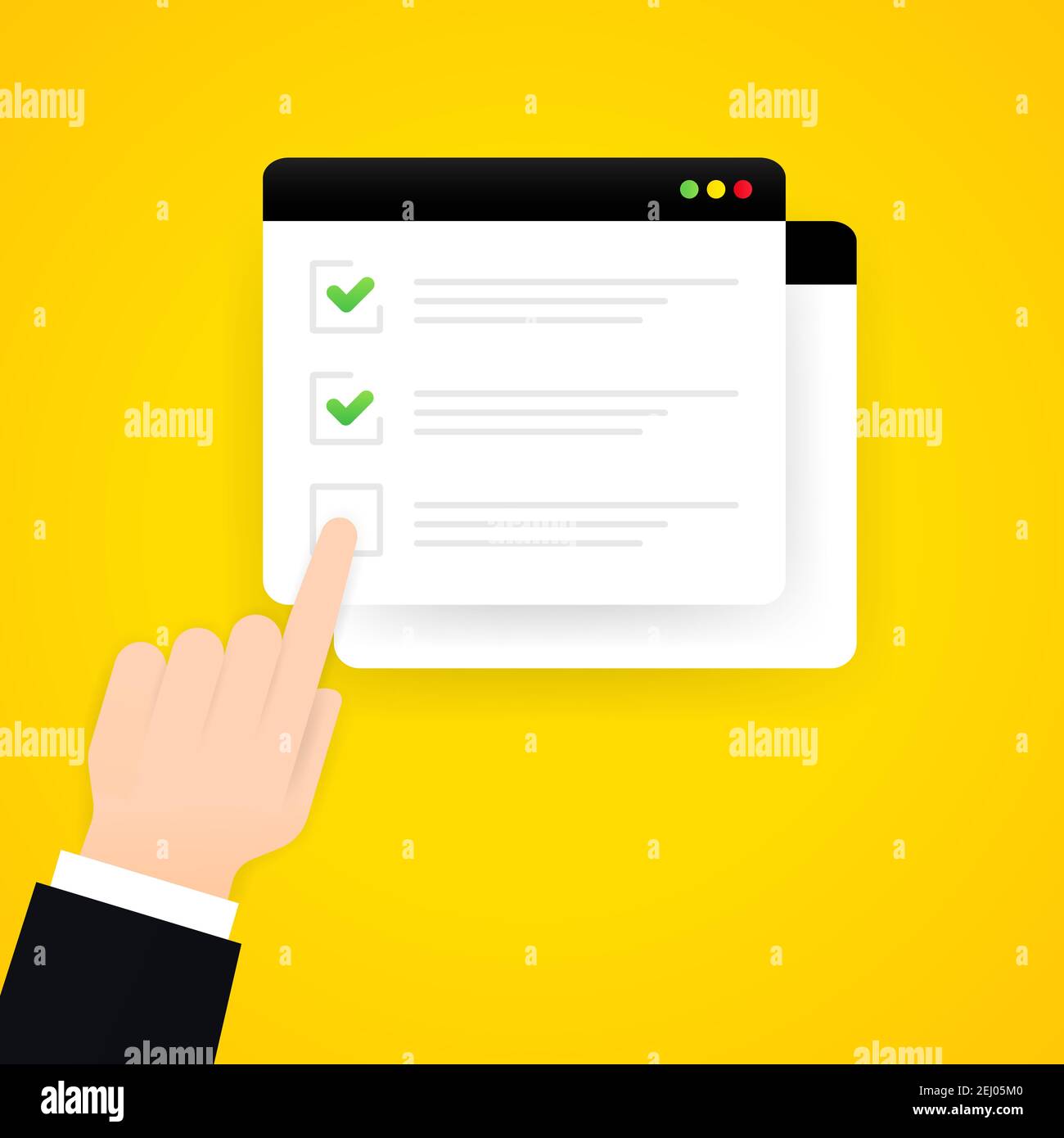 Check list online form. Report on website or web internet survey, exam ...