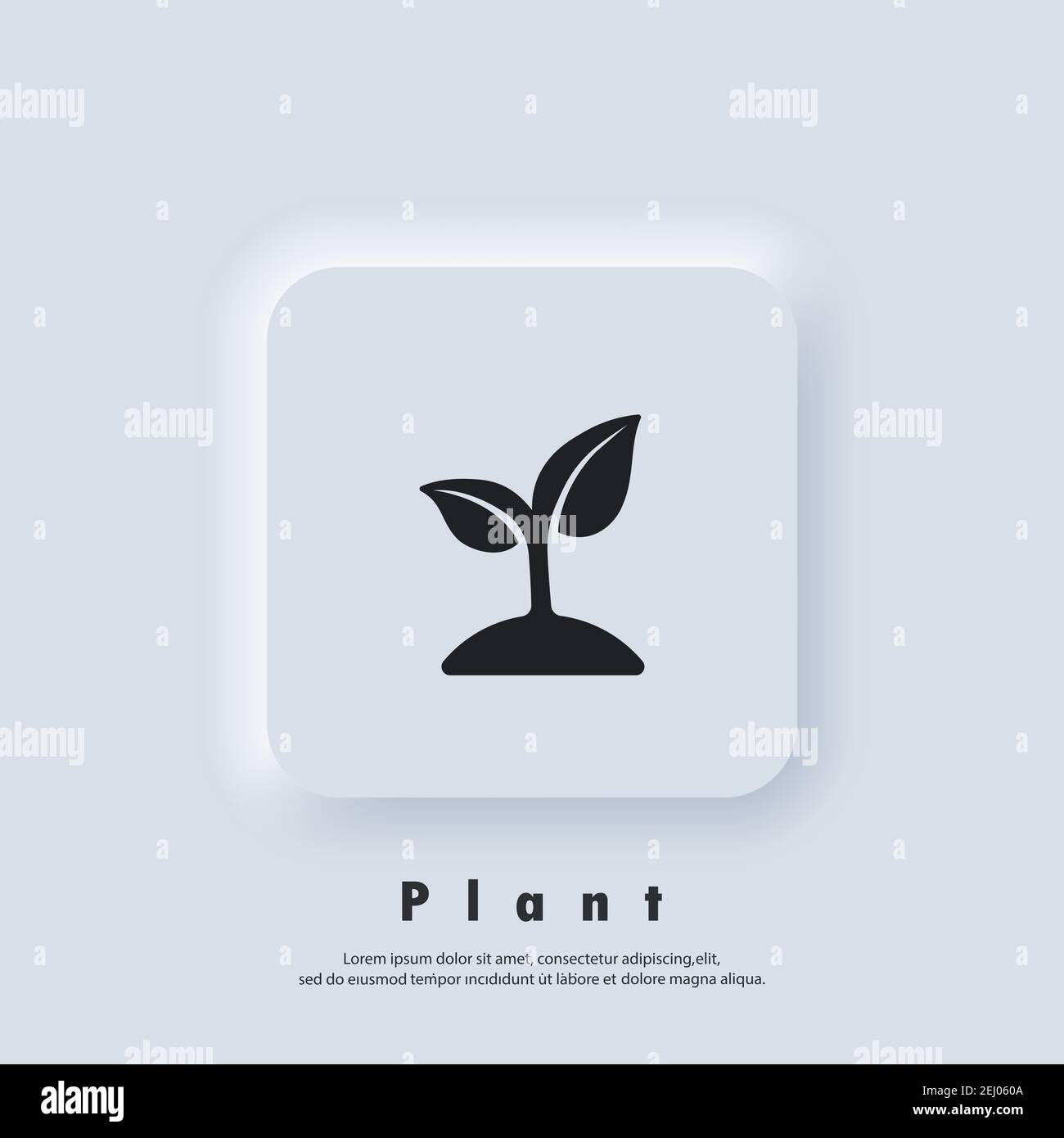 Seedling icon. Ecology logo. Sprout icons. Vector. UI icon. Neumorphic ...