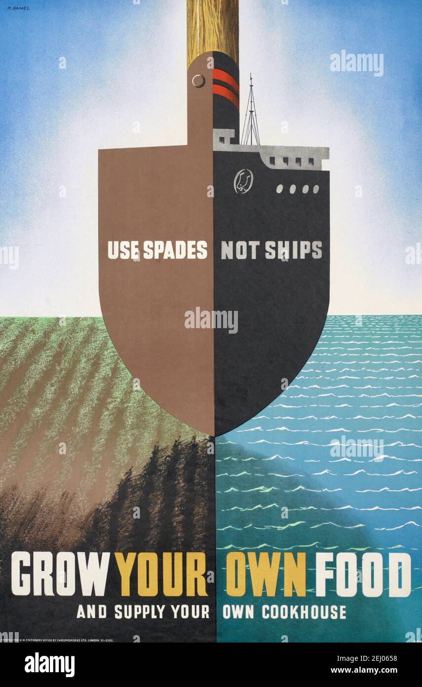 Abram Games Use Spades Not Ships poster from the Second World War Stock ...