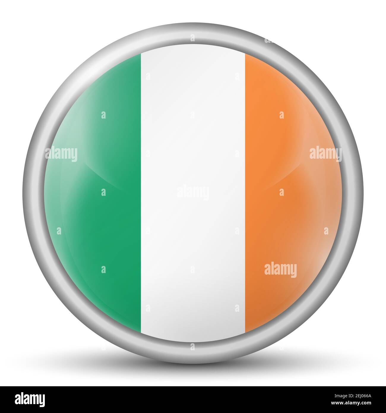 Glass light ball with flag of Ireland. Round sphere, template icon ...