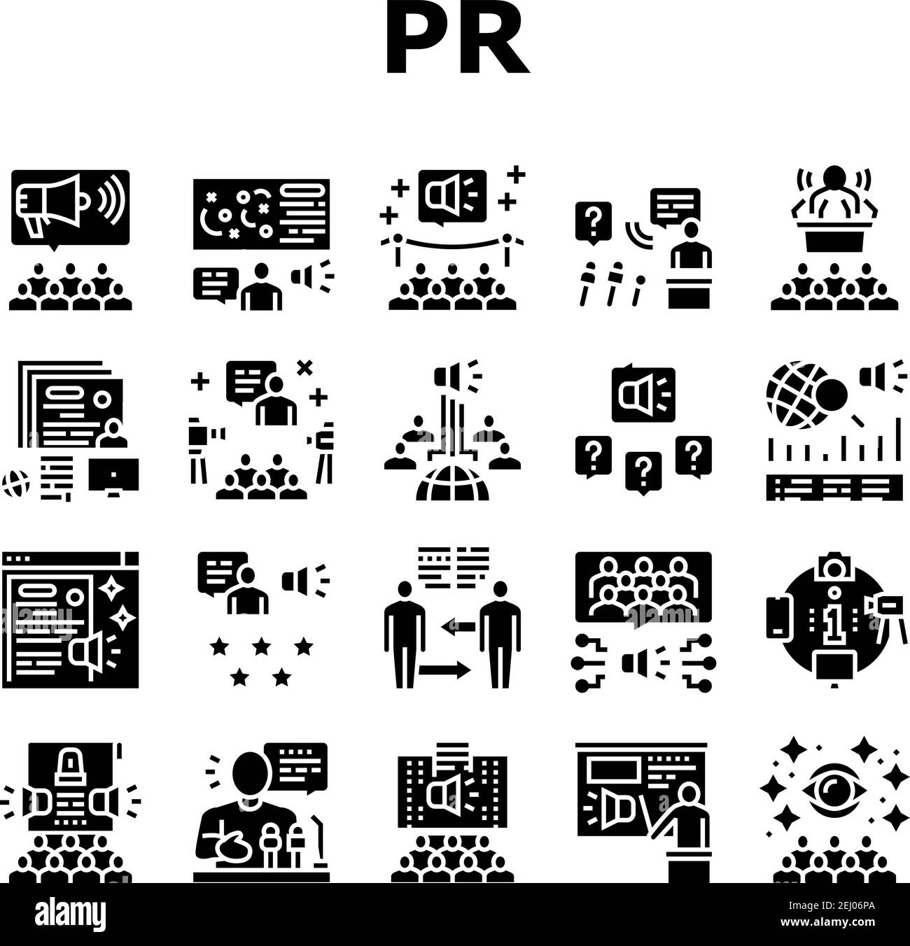 Pr Public Relations Collection Icons Set Vector Stock Vector Image ...