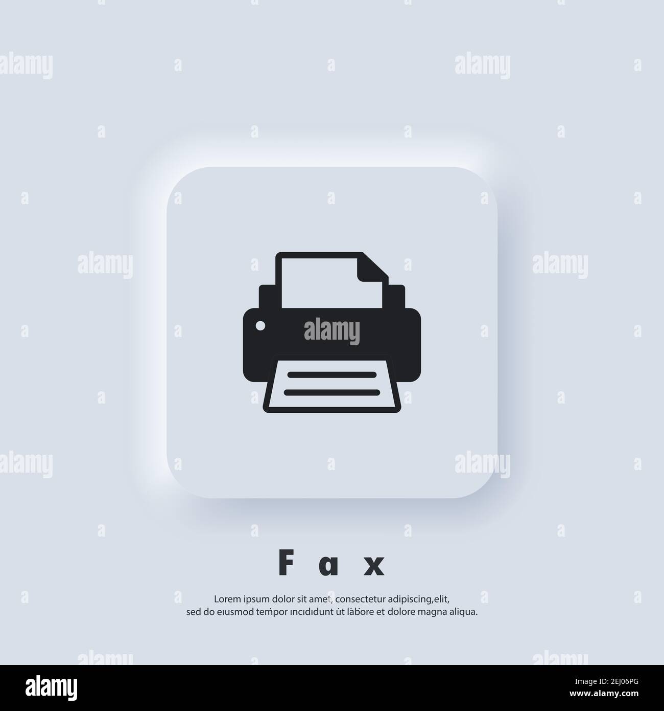 Printer icon. Fax icon. Fax logo. Vector. UI icon. Neumorphic UI UX ...