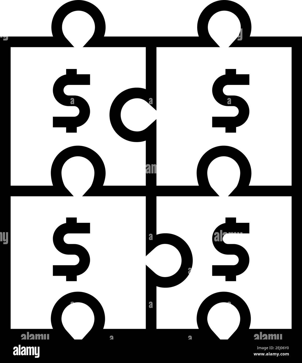 financial puzzle and diversification line icon vector illustration ...