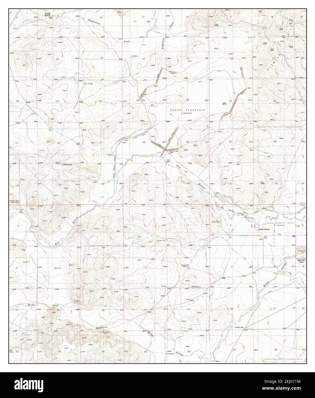 Hondo Reservoir, New Mexico, map 1949, 1:24000, United States of ...