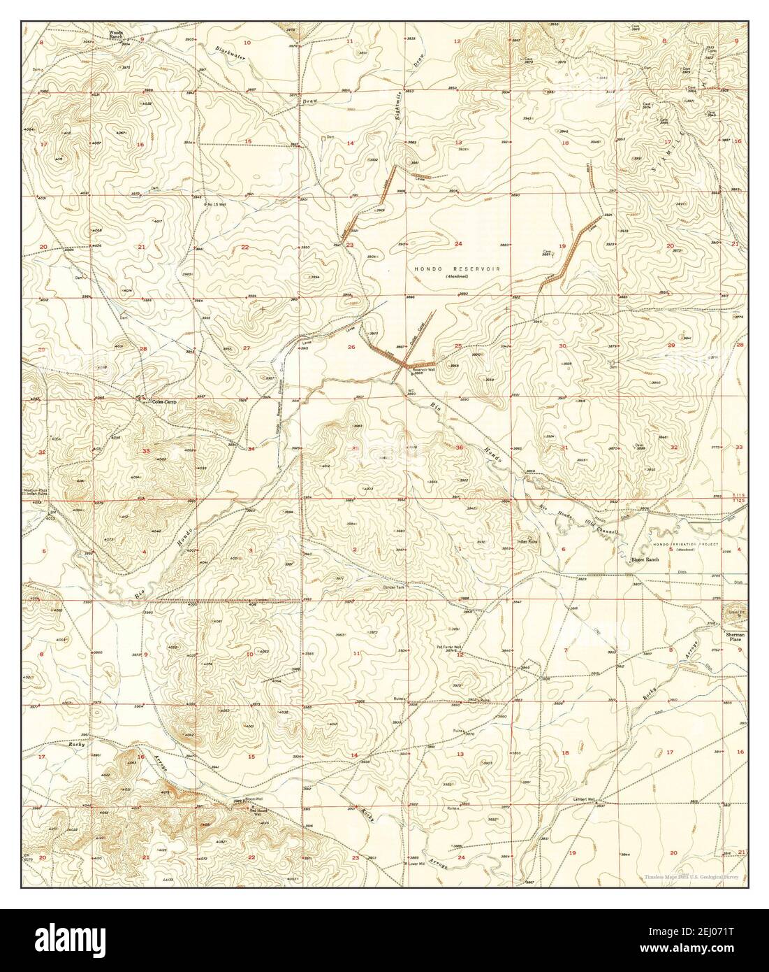 Hondo Reservoir, New Mexico, map 1949, 1:24000, United States of ...