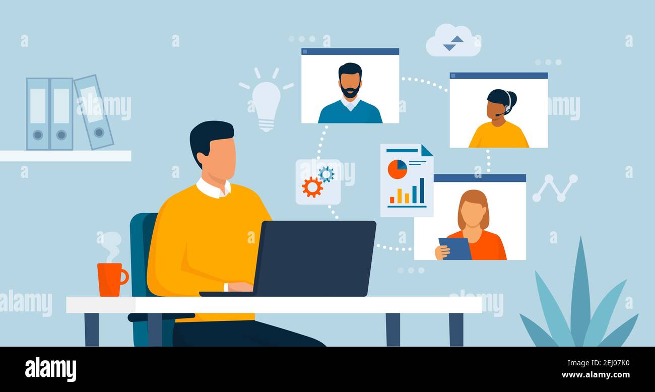 Video conferencing from home Stock Vector Images - Alamy