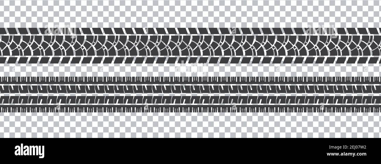 Set of seamless car tire tracks isolated on transparent background ...