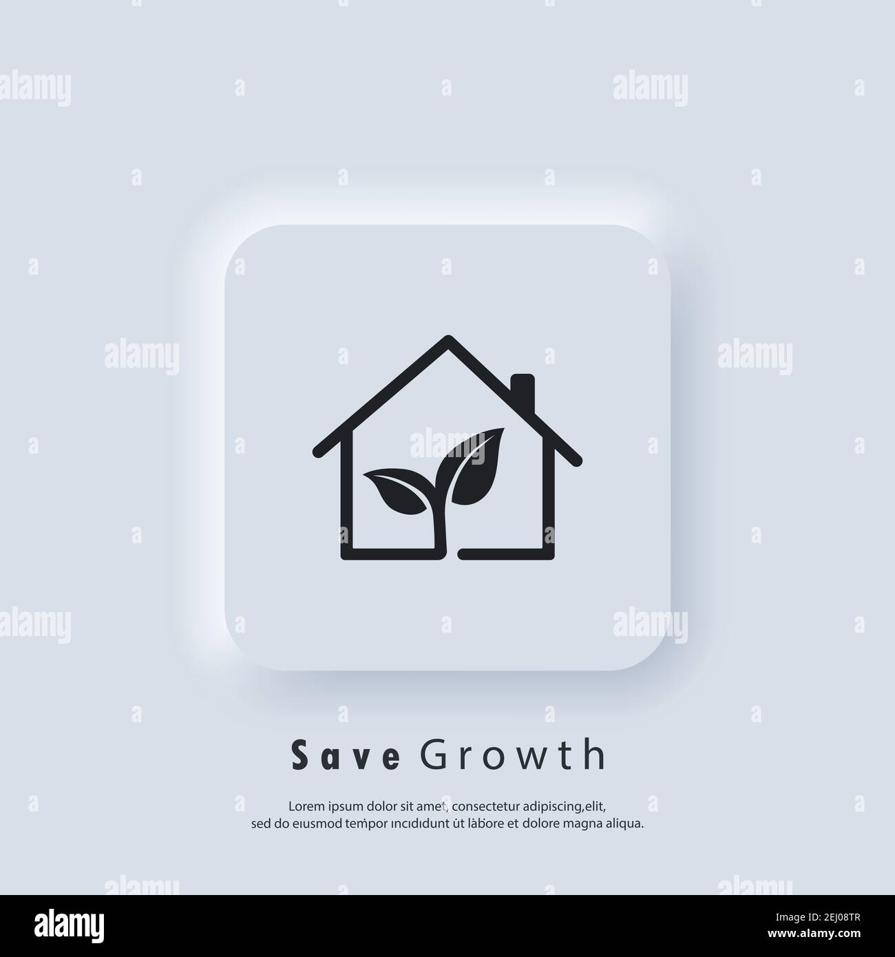 Save growth. Ecology. Environment concept. Vector. UI icon. Neumorphic UI UX white user ...