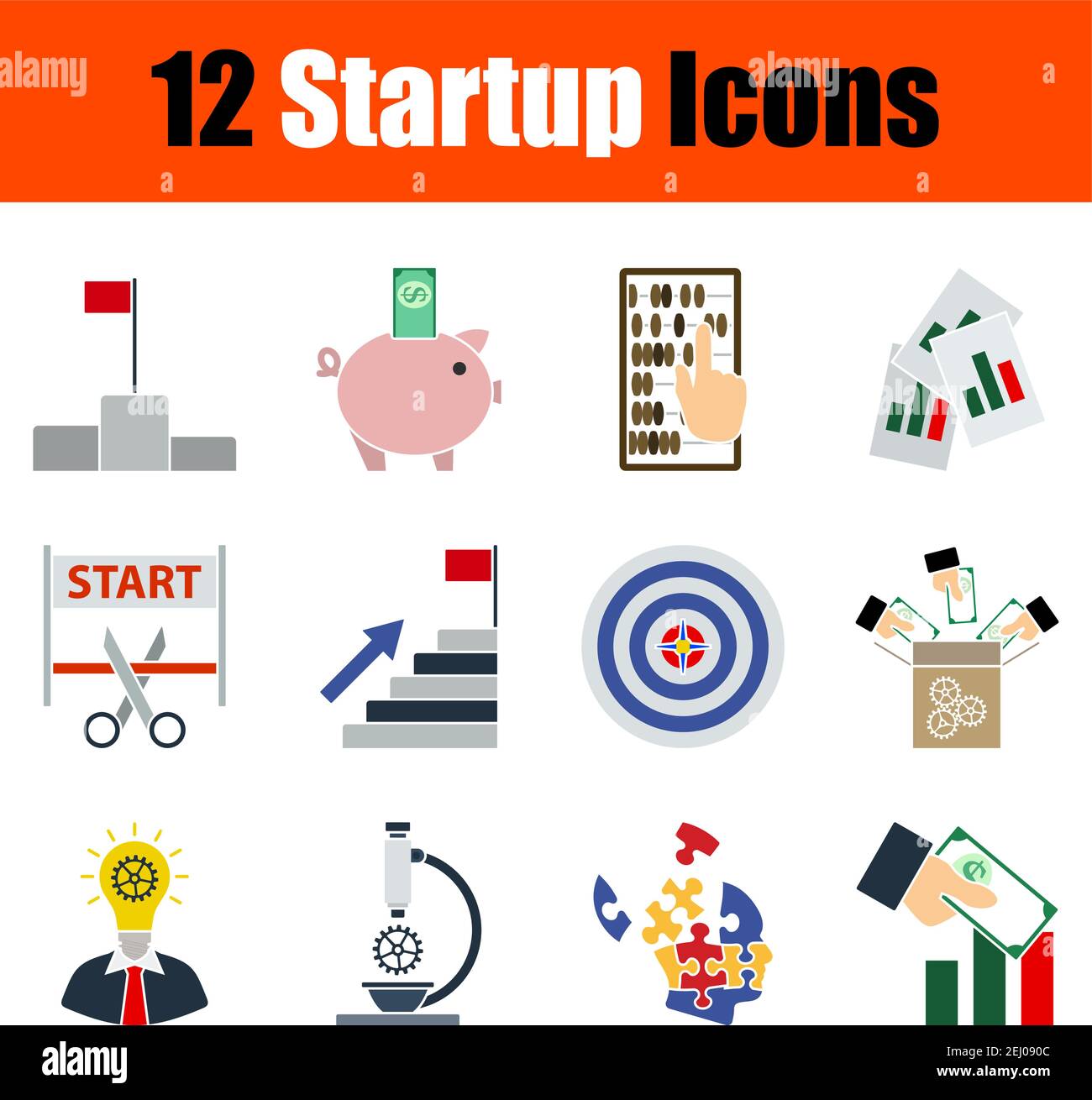 Startup Icon Set. Flat Design. Fully editable vector illustration. Text ...