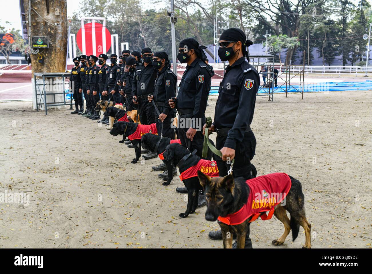 RAB dog squad are standing in front of Central Shaheed Minar in the ...