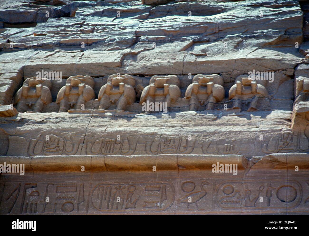 Abu Simbel Egypt Great Temple Temple of Ra-Harakhte Row of Baboons ...
