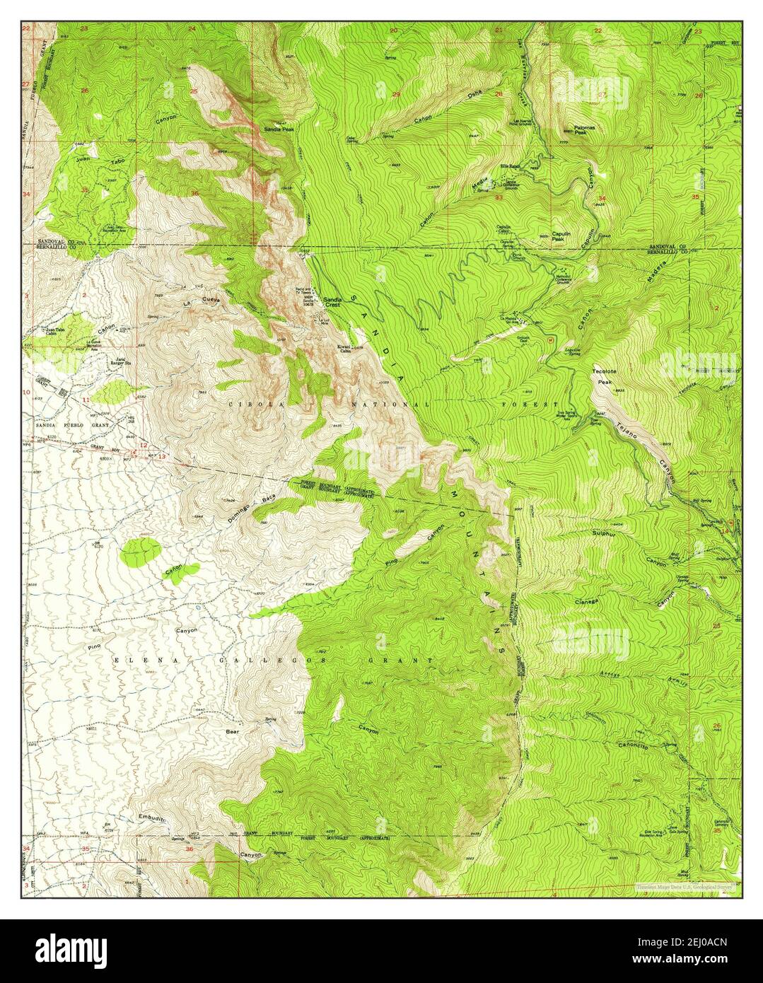 Sandia Crest, New Mexico, map 1954, 1:24000, United States of America ...