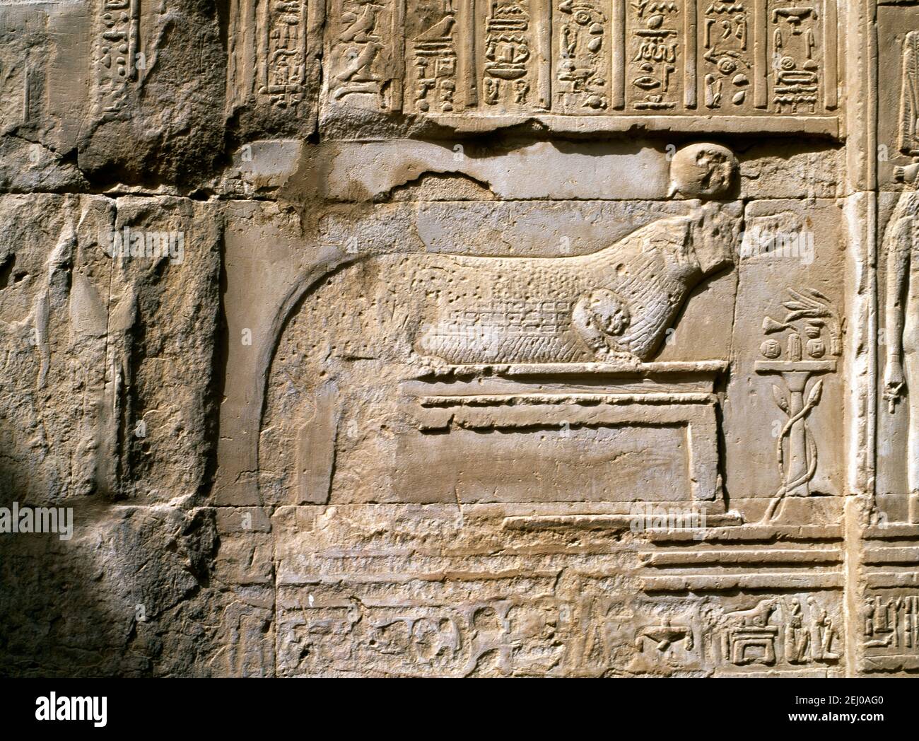 Kom Ombo Egypt Temple of Haruris and Sobek Carving of Sobek Stock Photo ...