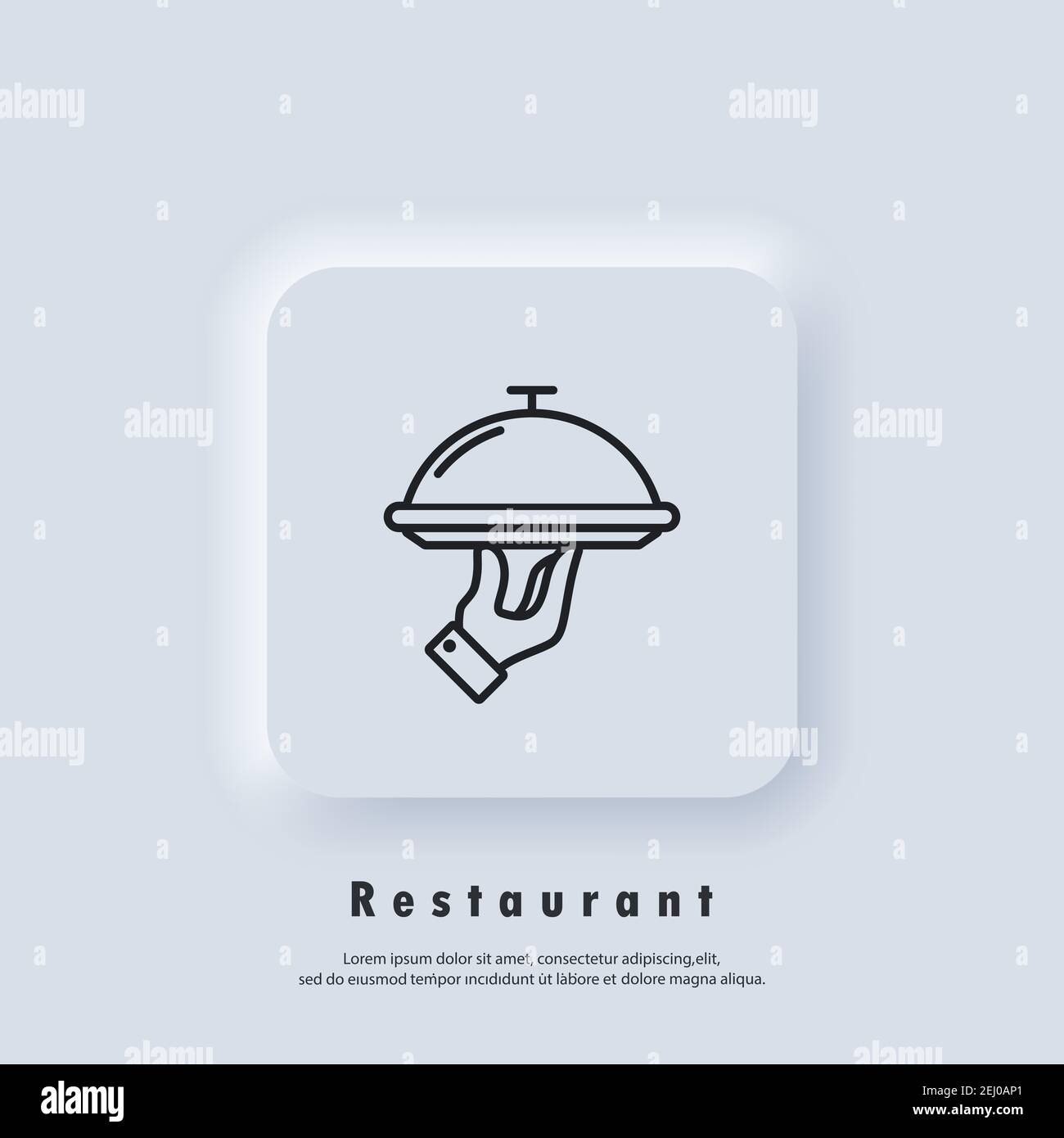 Restaurant icon. Food tray. Catering services icon. Vector. Neumorphic ...