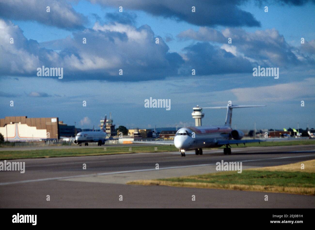 Aeroplane on Runway at Heathrow Airport England Stock Photo - Alamy