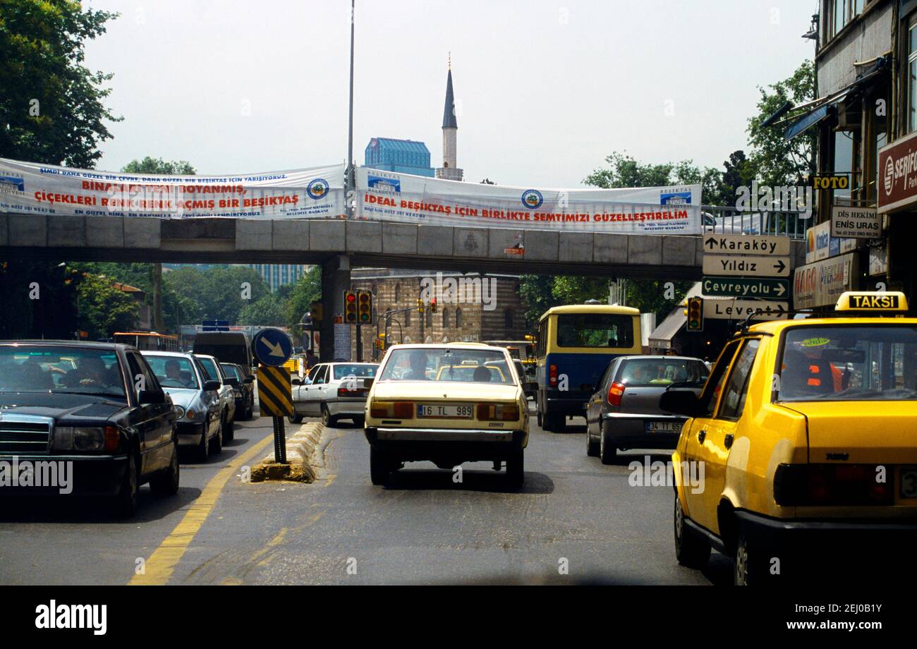 Istanbul Turkey Heavy Traffic at Traffic Lights with Road Signs Stock ...