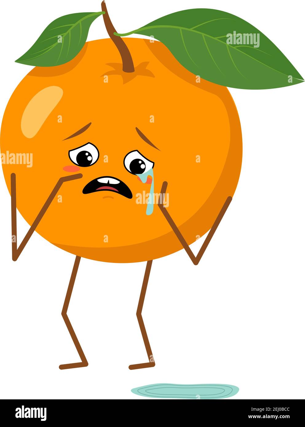 Cute orange character with crying and tears Stock Vector Image & Art ...