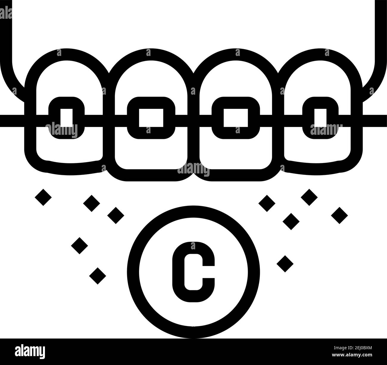 ceramic material tooth braces line icon vector illustration Stock ...