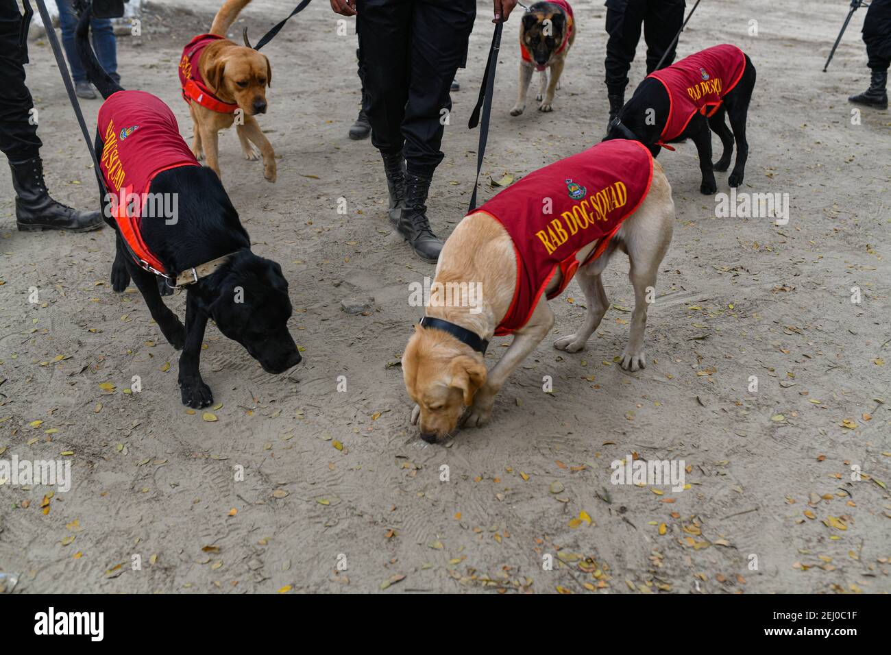 RAB dog squad inspect in front of Central Shaheed Minar in the capital ...