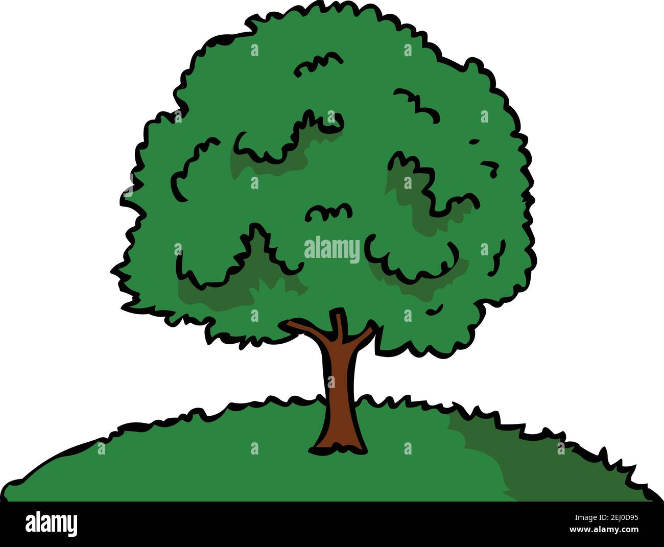 Green Tree Hand Drawn Illustration vector isolated in white background ...