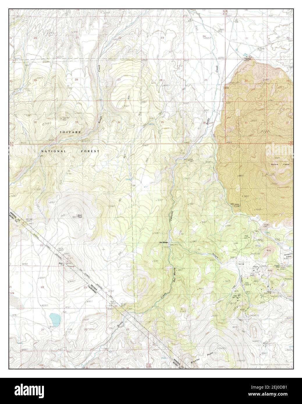 Aurora, Nevada, map 1989, 1:24000, United States of America by Timeless ...