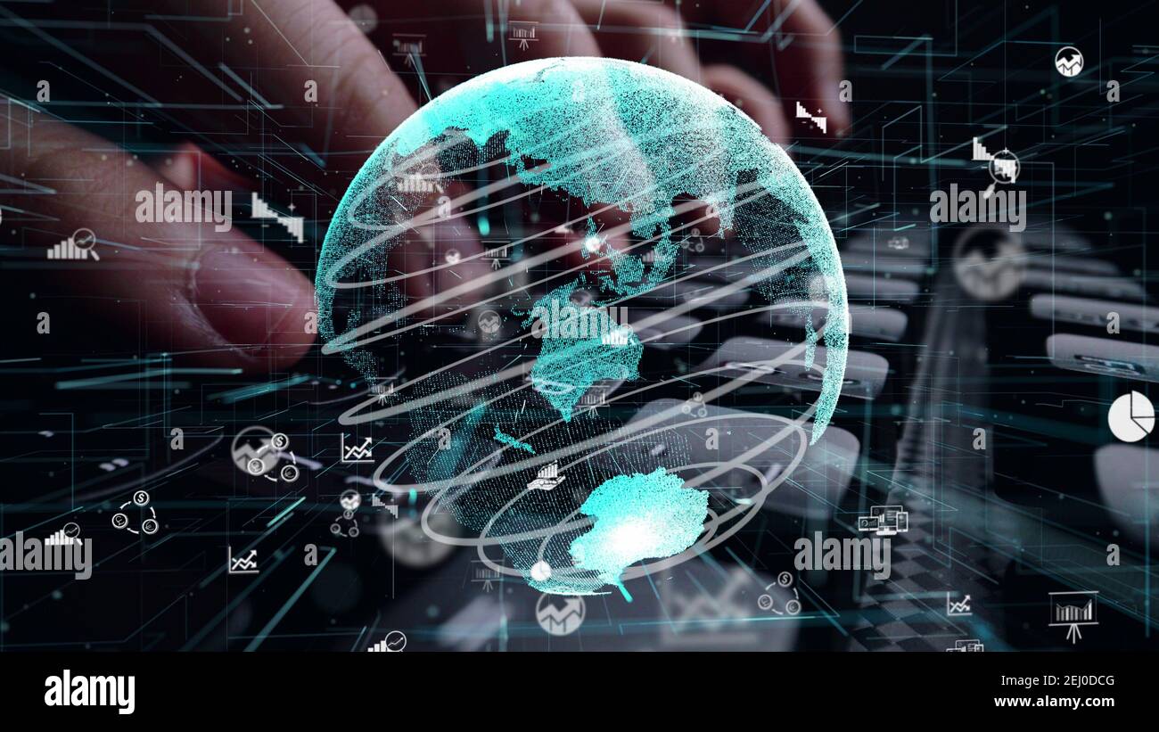 Man working on computer with graphic of business data analytic ... Man working on computer with graphic of business data analytic ...