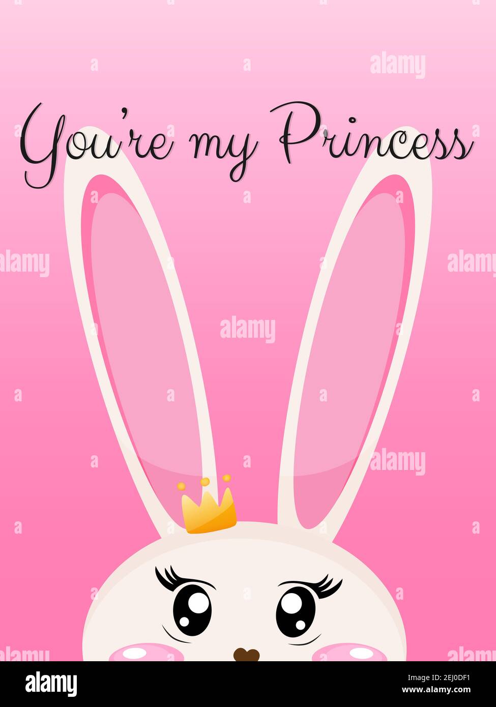 Cute bunny princess card, rabbit vector illustration Stock Vector Image ...