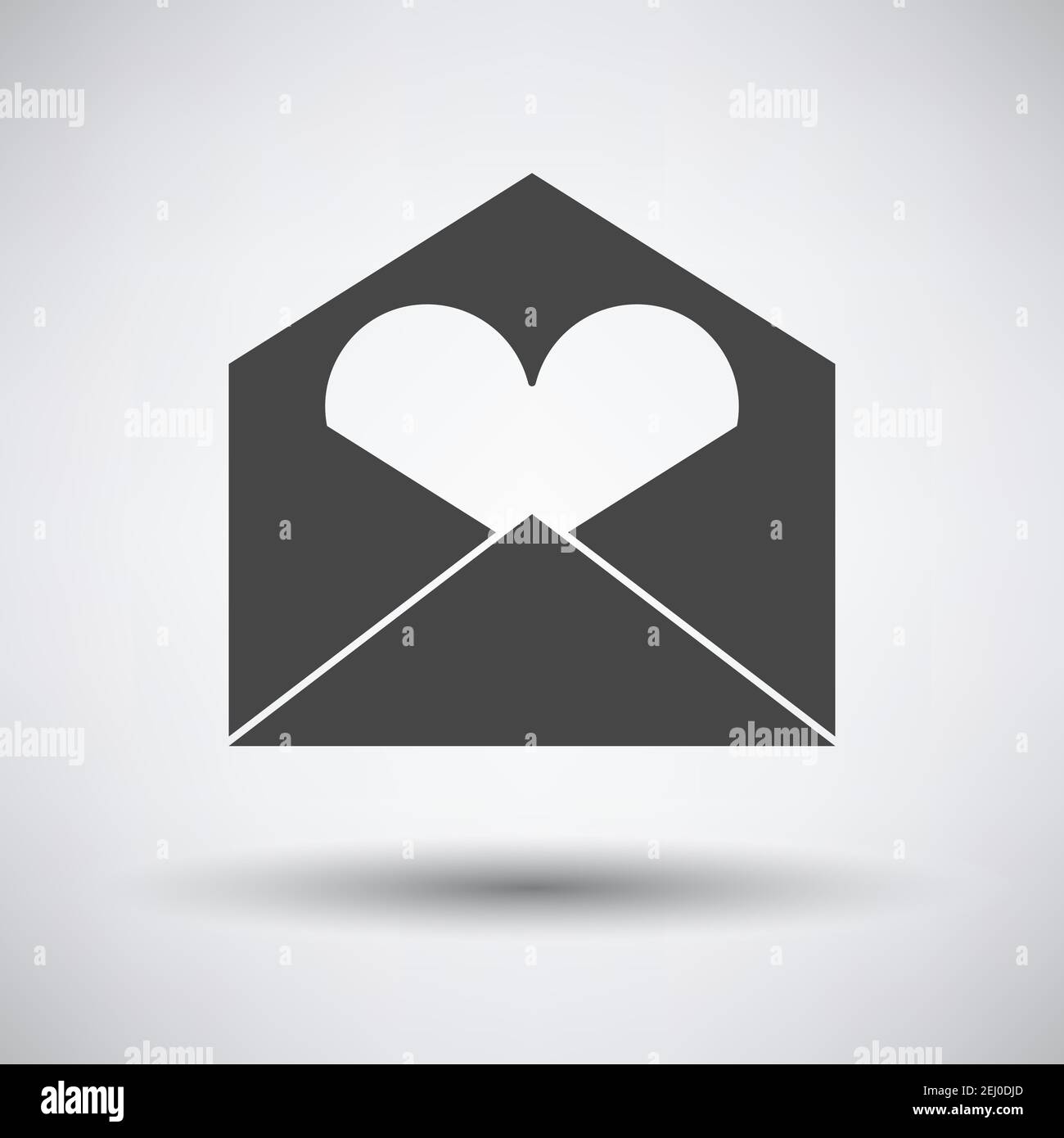 Valentine Envelop With Heart Icon. Dark Gray on Gray Background With ...