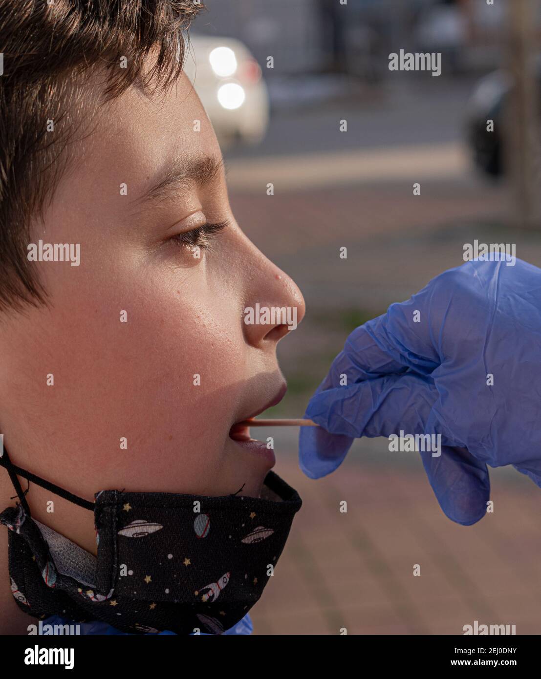 child getting tested for covid-19 Stock Photo - Alamy
