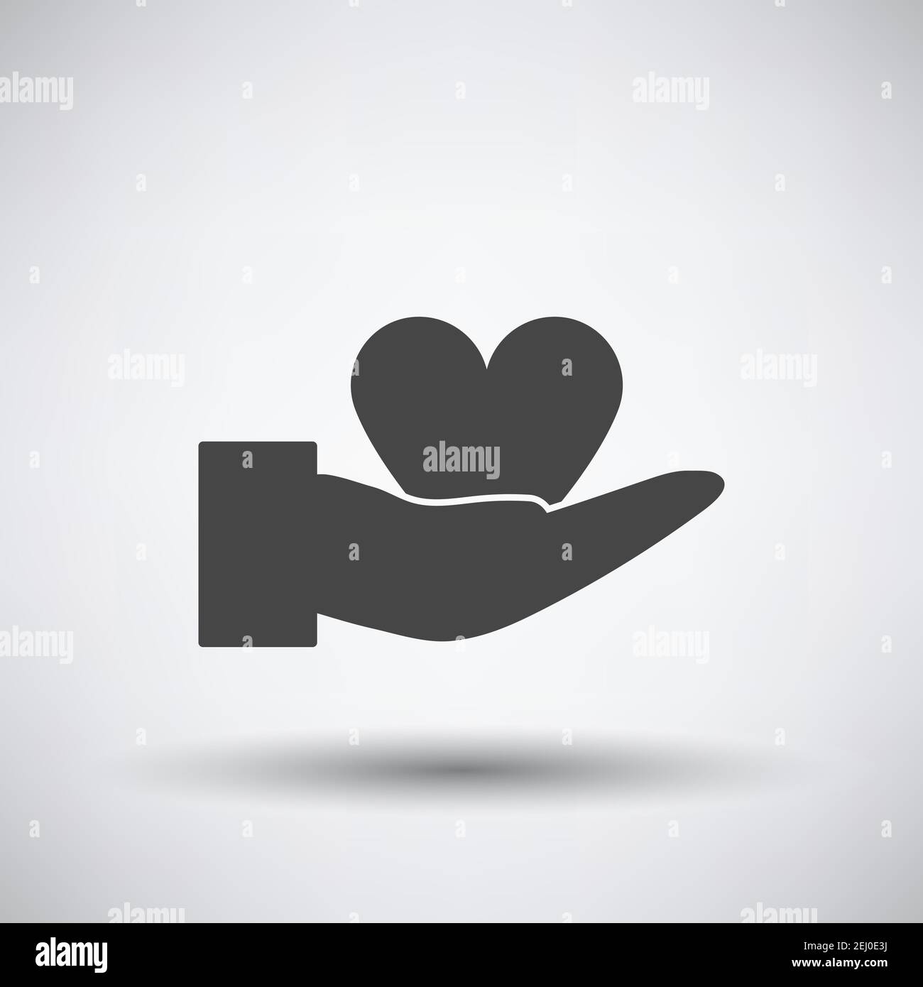 Hand Present Heart Ring Icon. Dark Gray on Gray Background With Round ...