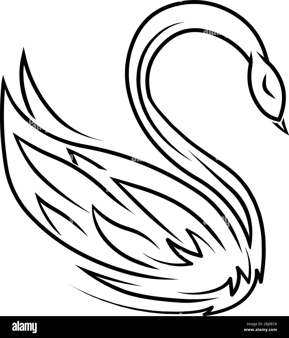 Abstract Swan stock illustration logo vector line art isolated in white ...